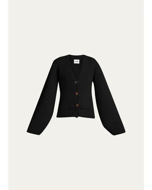 Khaite Cashmere Cropped Cardigan - Black