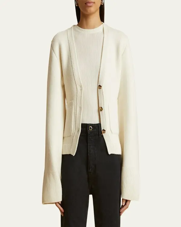 Khaite Cashmere Cropped Cardigan - White
