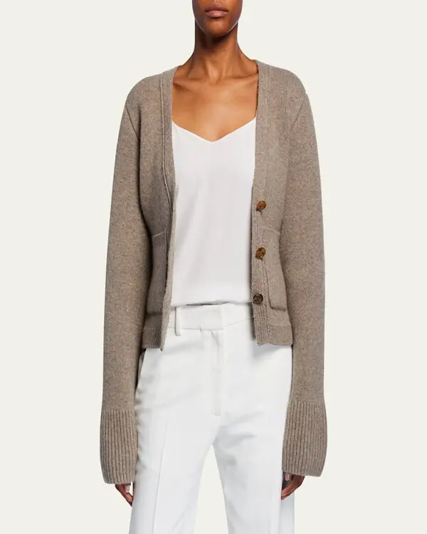 Khaite Cashmere Cropped Cardigan - White