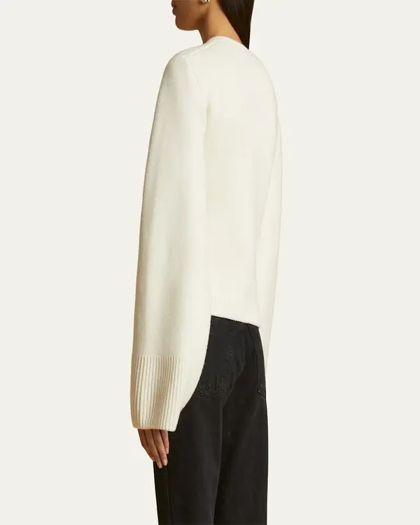 Khaite Cashmere Cropped Cardigan - White