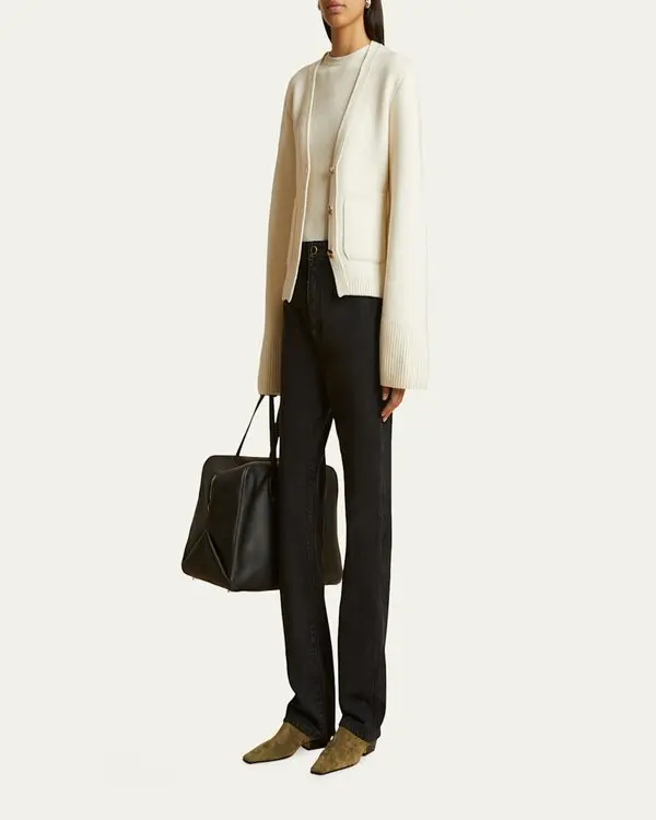 Khaite Cashmere Cropped Cardigan - White