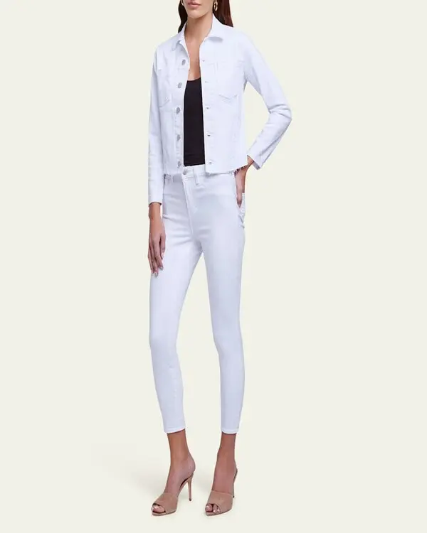 L'Agence Janelle Slim Cropped Jean Jacket - Blanc