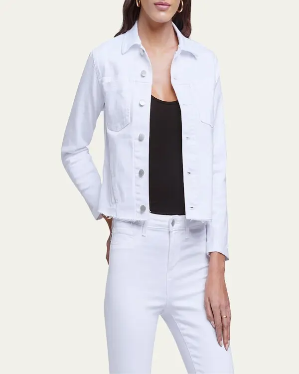 L'Agence Janelle Slim Cropped Jean Jacket - Blanc