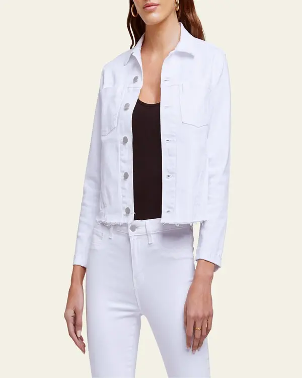 L'Agence Janelle Slim Cropped Jean Jacket - Blanc