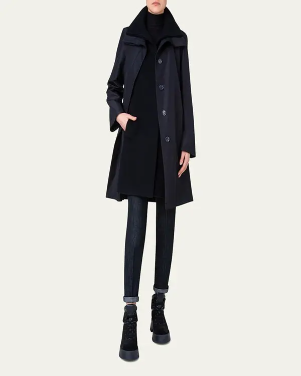 Akris Storm System Double-breasted Coat - Black