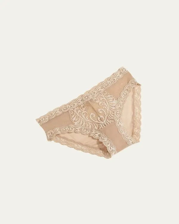 Natori Feathers Lace-trim And Mesh Hipster Briefs - Cafe
