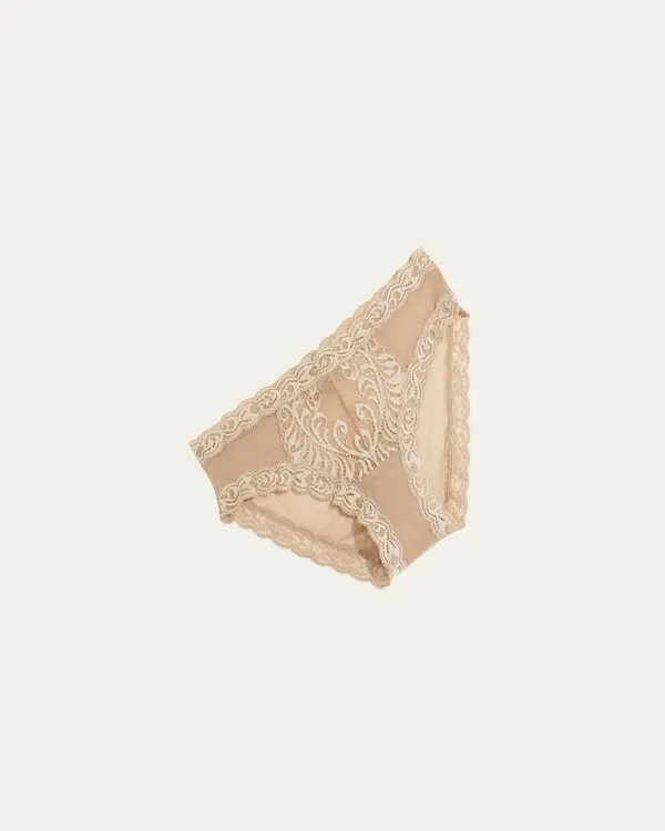 Natori Feathers Lace-trim And Mesh Hipster Briefs - Cafe