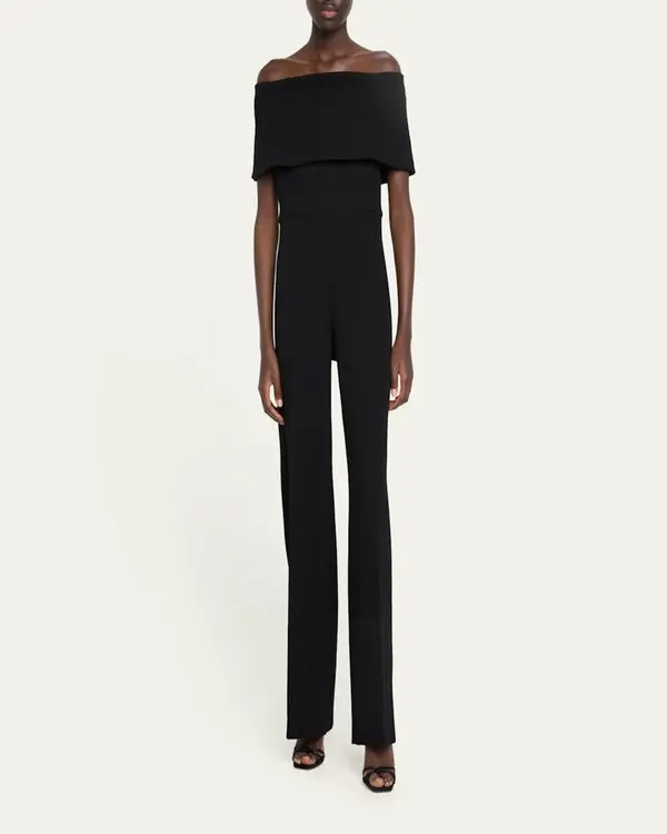 Lela Rose Off-the-shoulder Crepe Jumpsuit