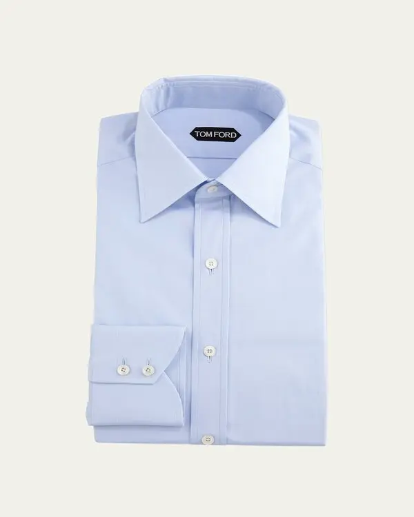 TOM FORD Slim-fit Solid Poplin Dress Shirt - Blue