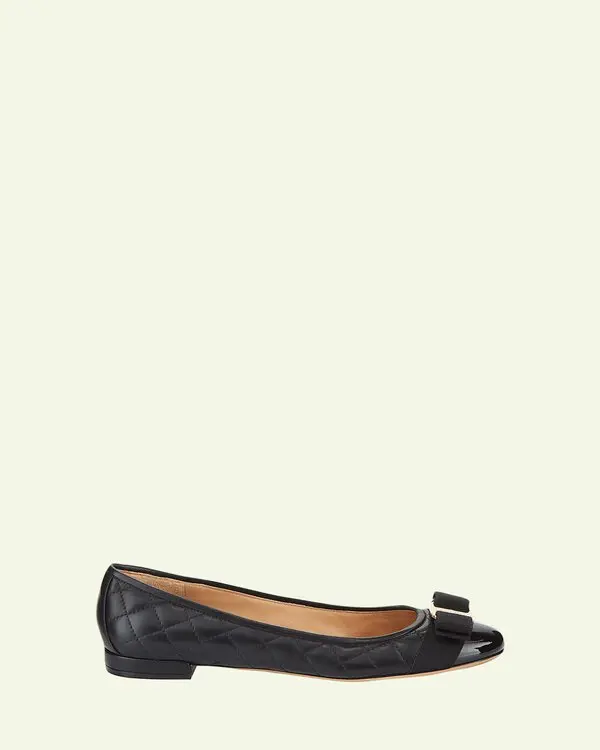 FERRAGAMO Varina Quilted Leather Ballerina Flats