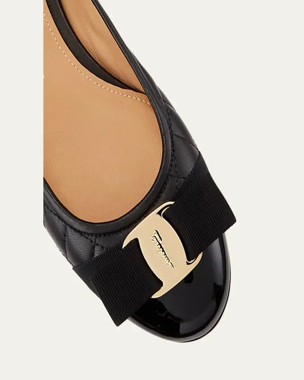FERRAGAMO Varina Quilted Leather Ballerina Flats