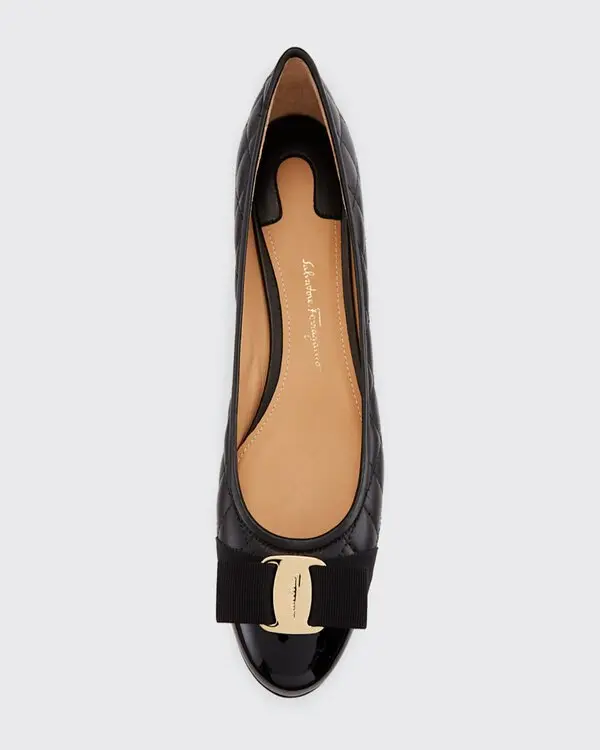 FERRAGAMO Varina Quilted Leather Ballerina Flats
