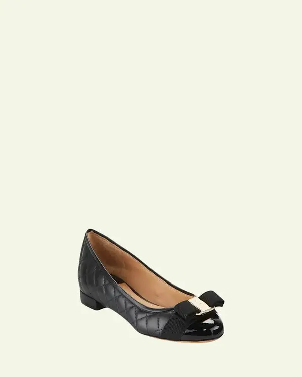 FERRAGAMO Varina Quilted Leather Ballerina Flats