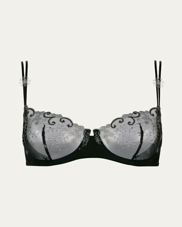 Simone Perele Delice Embroidered Demi Bra - Gray