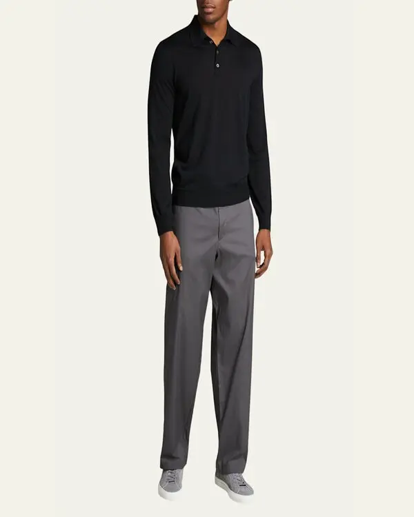 Bergdorf Goodman Long-sleeve Cashmere Polo Sweater - Black
