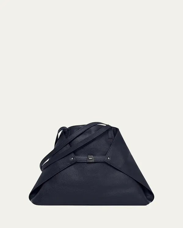 Akris Ai Medium Leather Tote Bag - Navy