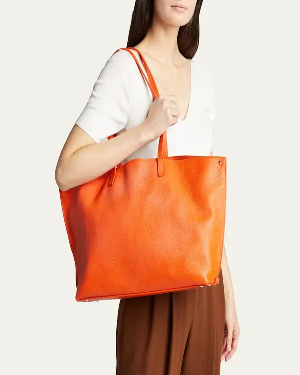 Akris Ai Medium Leather Tote Bag - Navy