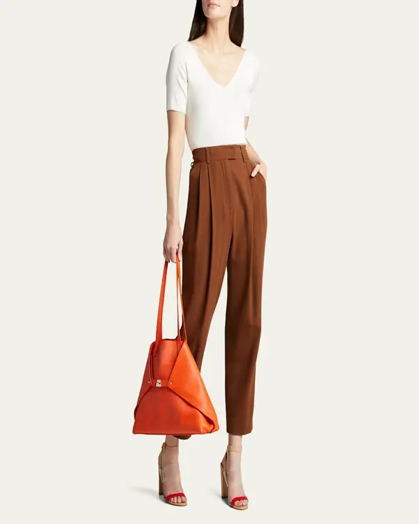 Akris Ai Medium Leather Tote Bag - Navy