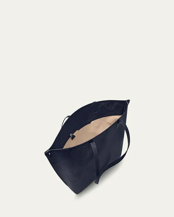 Akris Ai Medium Leather Tote Bag - Navy