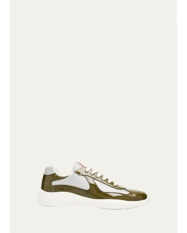 Prada America's Cup Patent Leather Sneakers - Brown