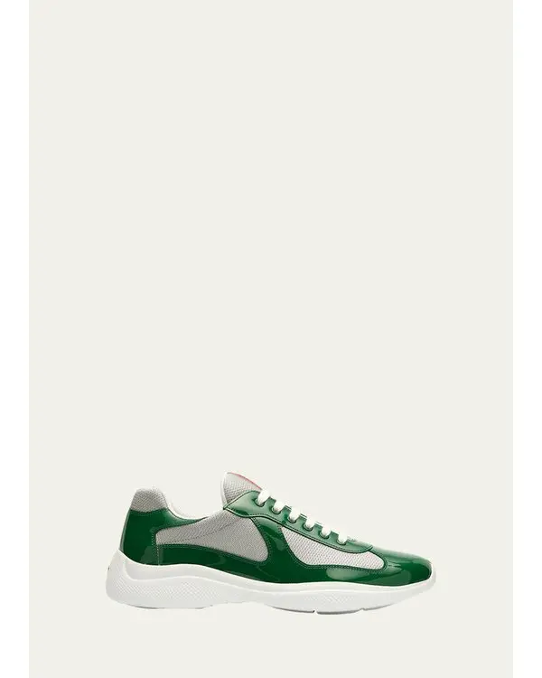 Prada America's Cup Patent Leather Sneakers - Green Silver