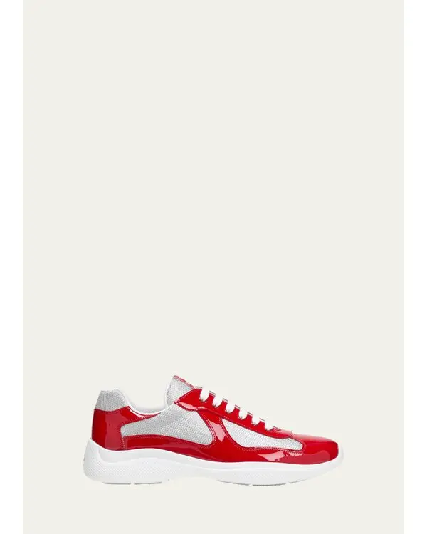 Prada America's Cup Patent Leather Sneakers - Red Silver