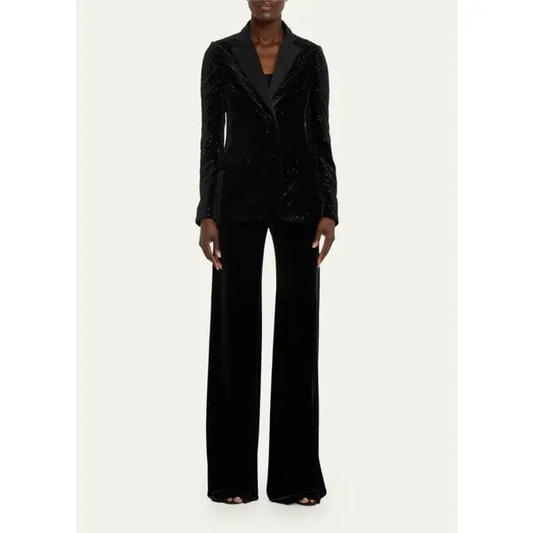 Rickie Freeman For Teri Jon Mid-rise Velvet Pants