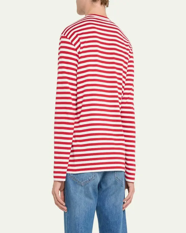 Comme Des Garçons Striped T-shirt With Heart - Red/white