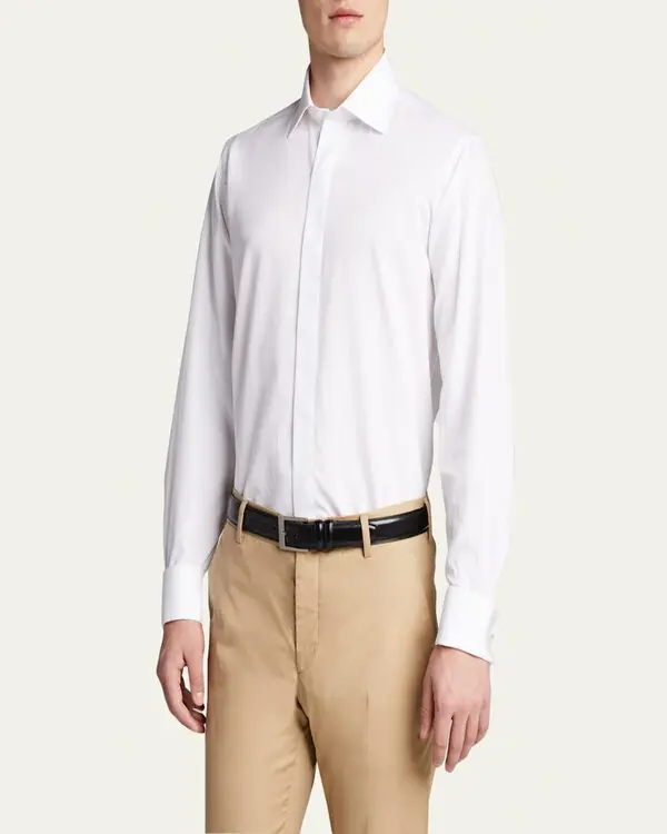 Bergdorf Goodman Formal Twill Fly-front Dress Shirt