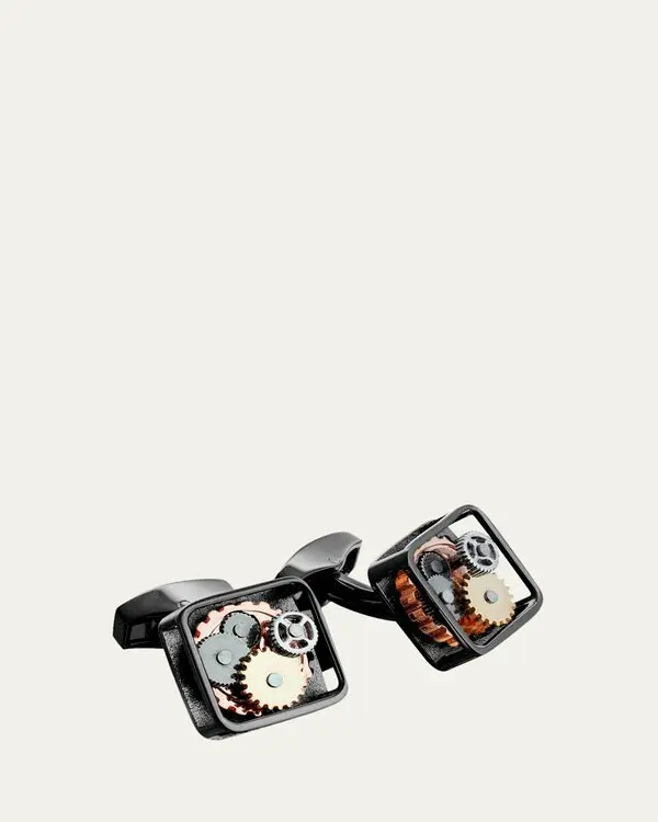 Tateossian Gunmetal Gear Cuff Links, Silvertone