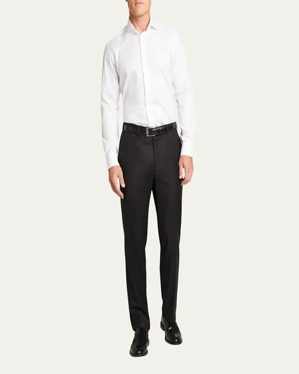 Brioni Solid Wool Trousers - Black