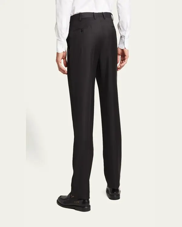 Brioni Solid Wool Trousers - Black