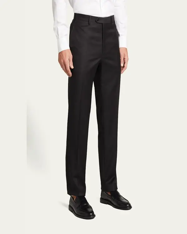 Brioni Solid Wool Trousers - Black