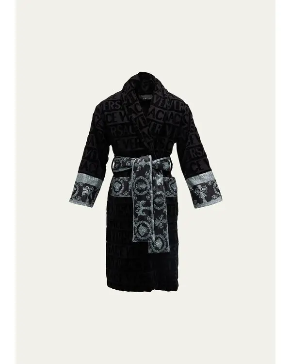 Versace Barocco Sleeve Robe - Black Pattern