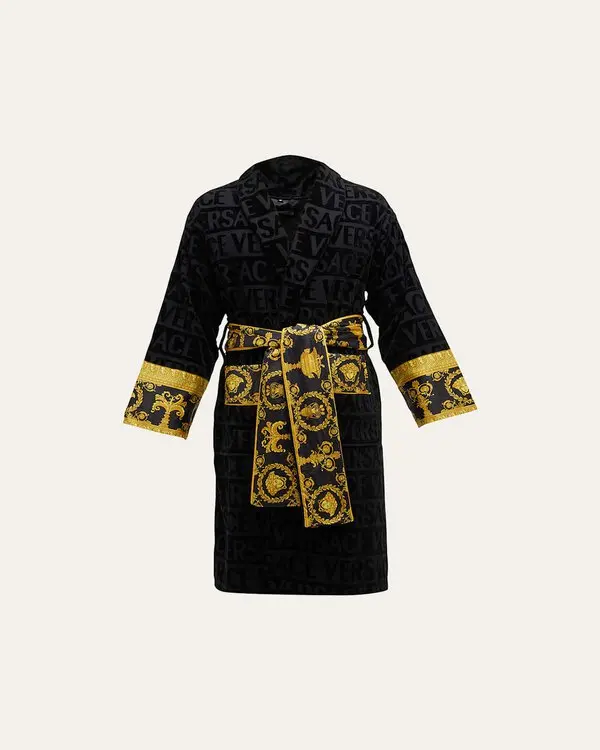 Versace Barocco Sleeve Robe - Black