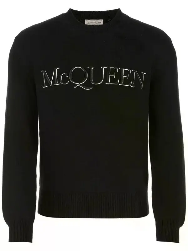 Alexander McQueen Logo-embroidered Knitted Jumper - Black