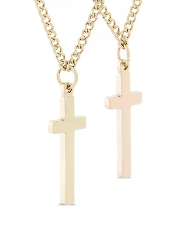 Dsquared2 Gold Tone Cross Pendant Layered Necklaces - Metallic