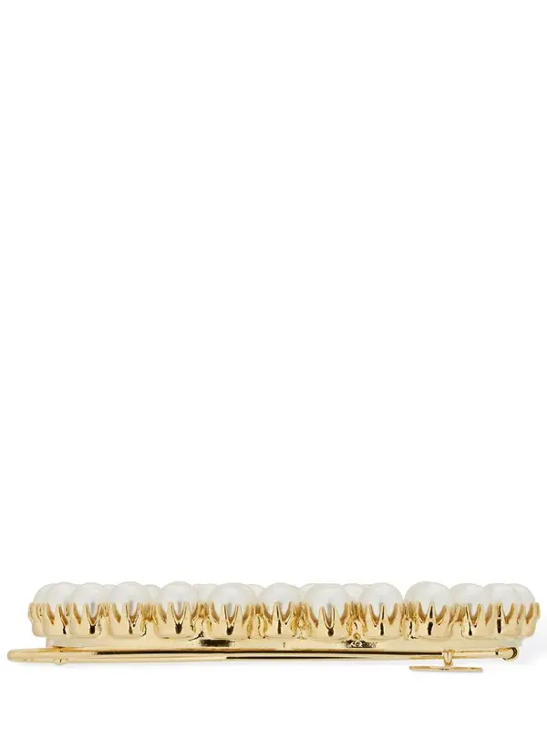 Gucci Interlocking G Faux Pearl Hair Clip - White,Gold  display picture 3