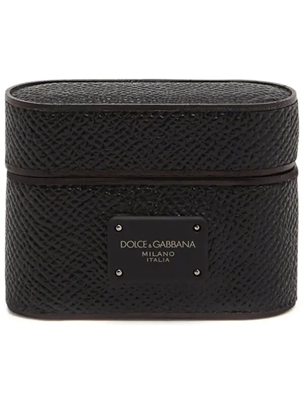 Dolce & Gabbana Logo-tag Leather Airpods Pro Case - Black
