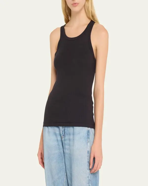AMO Long Ribbed Tank Top - Vintage Black