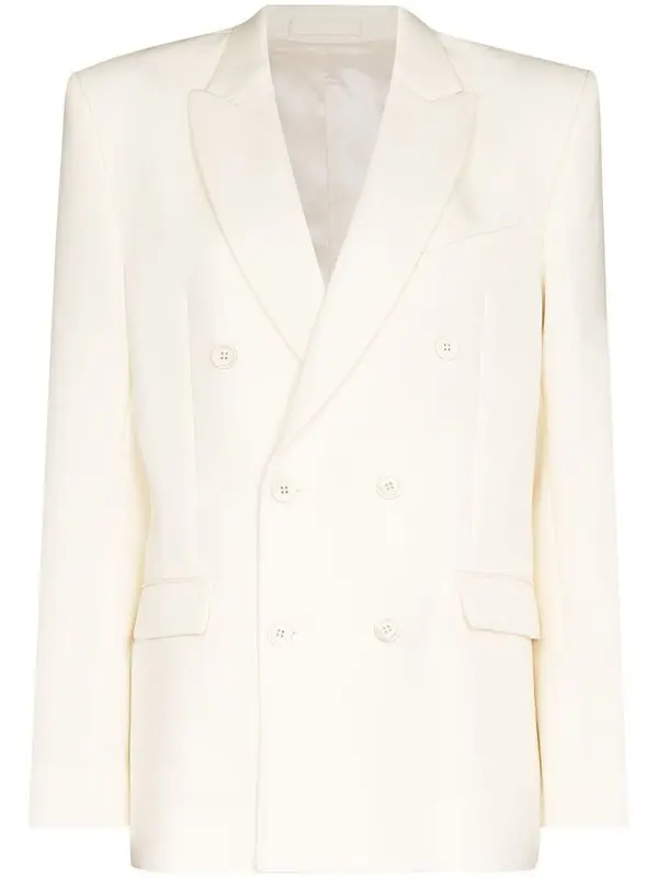 Wardrobe.NYC Double-breasted Wool Blazer - White