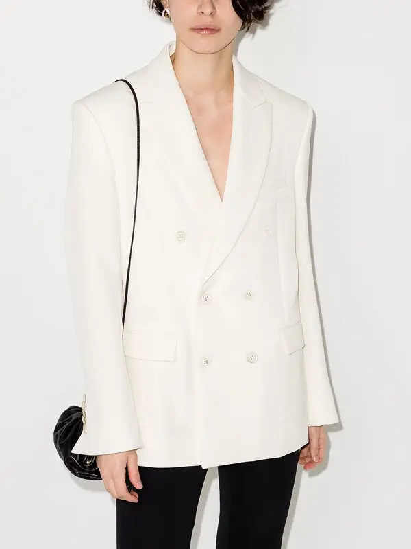 Wardrobe.NYC Double-breasted Wool Blazer - White