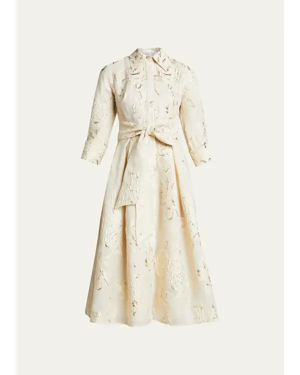 Rickie Freeman For Teri Jon Metallic Jacquard Shirtdress - Chmpgn
