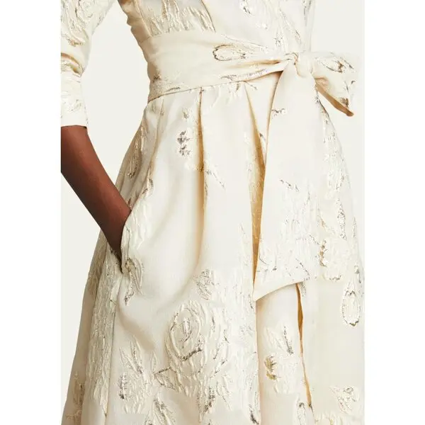 Rickie Freeman For Teri Jon Metallic Jacquard Shirtdress - Emrld