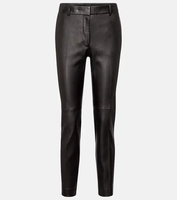 JOSEPH Coleman Mid-rise Leather Pants - Black