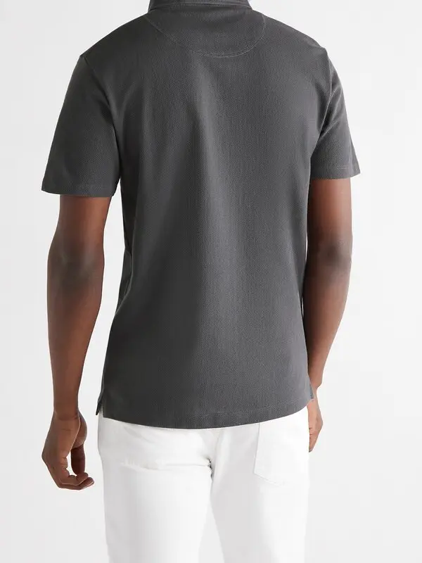 Sunspel Riviera Slim-fit Cotton-mesh Polo Shirt - Gray