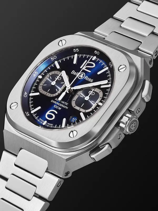 BELL & ROSS Br 05 Automatic Chronograph Stainless Steel Watch - Blue