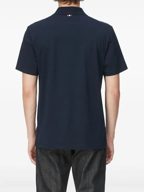 Thom Browne Logo-patch Short-sleeve Polo Shirt - Blue