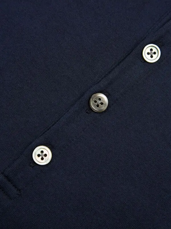 Thom Browne Logo-patch Short-sleeve Polo Shirt - Blue