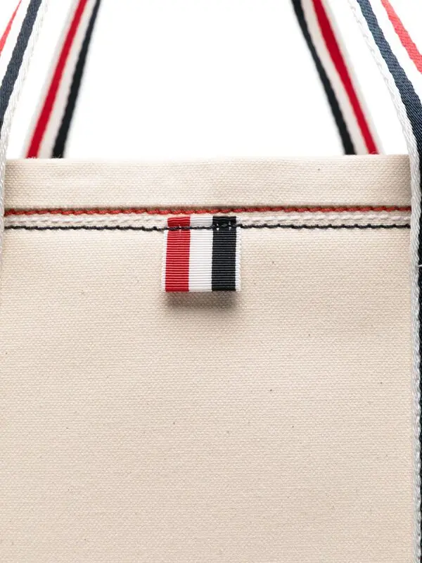 Thom Browne Double Face Canvas Small Tool Tote - White